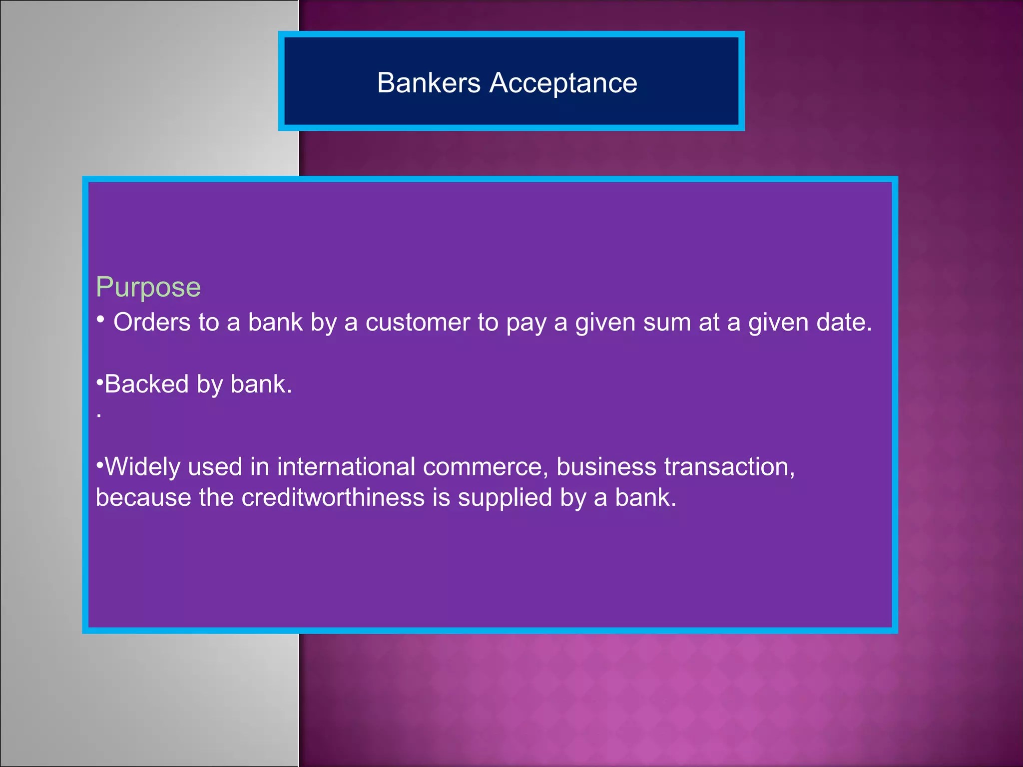 Banker Acceptance & Open Account | PPT