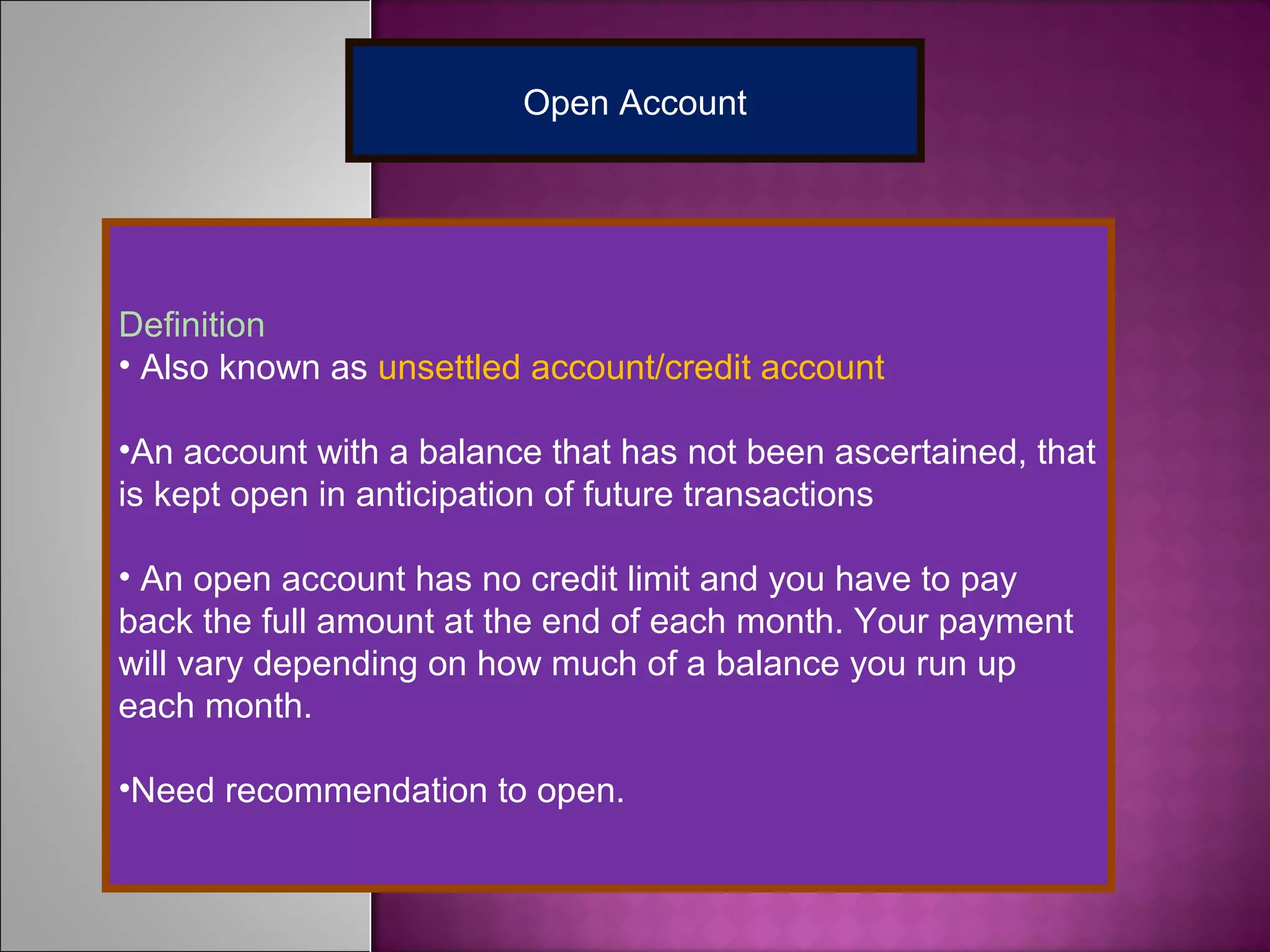 Banker Acceptance & Open Account | PPT