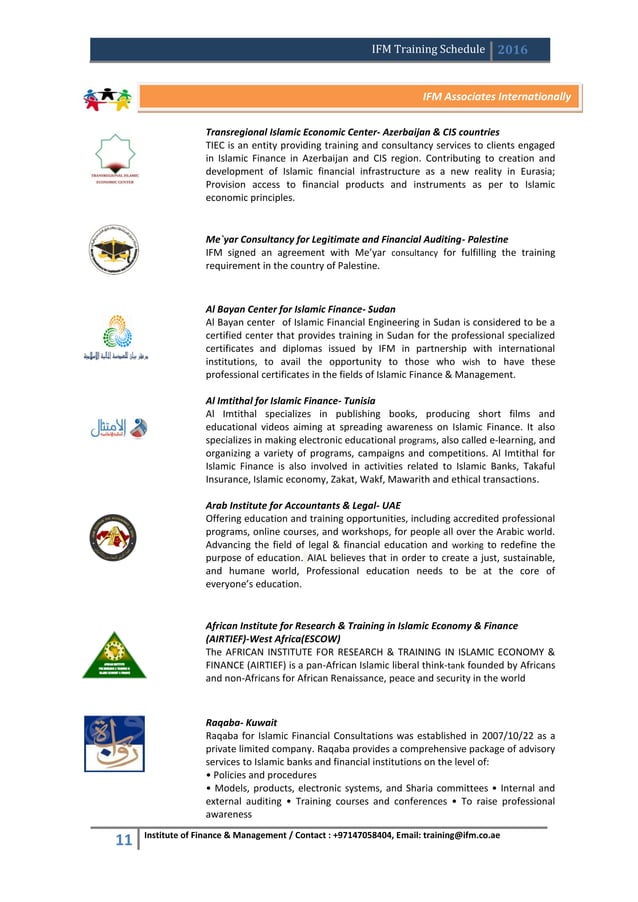 Ifm training schedule 2016 | PDF