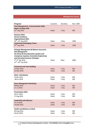 Ifm training schedule 2016 | PDF