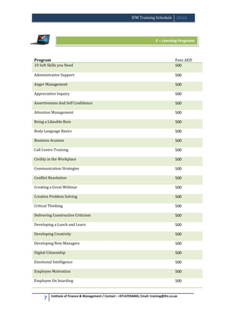 Ifm training schedule 2016 | PDF