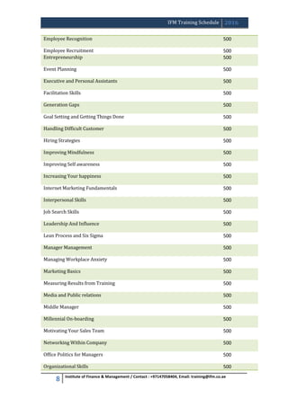 Ifm training schedule 2016 | PDF