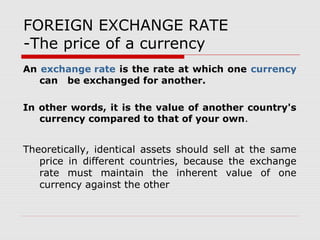 Foreign Exchange market & international Parity Relations | PPT