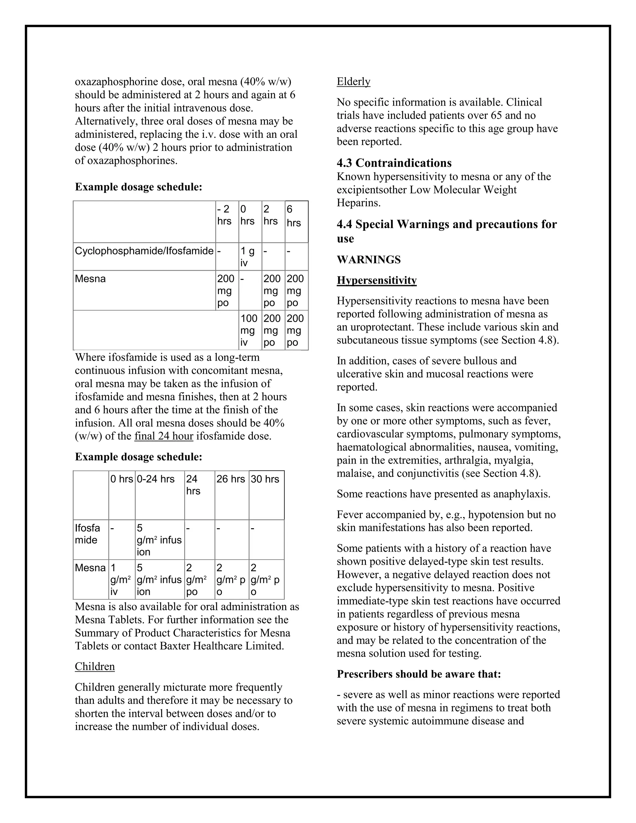 Ifosfamide for injection usp with mesna injection smpc taj ...