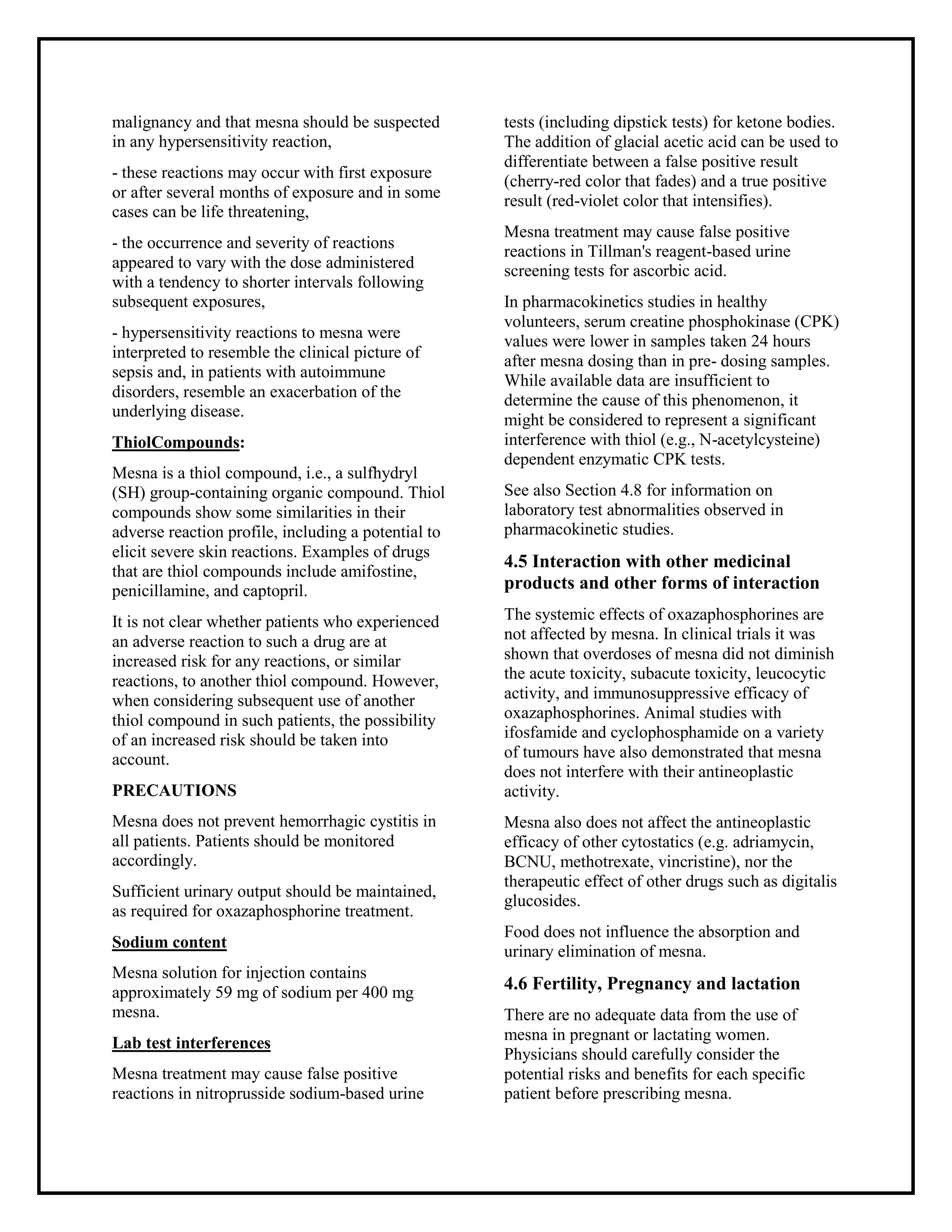Ifosfamide for injection usp with mesna injection smpc taj ...