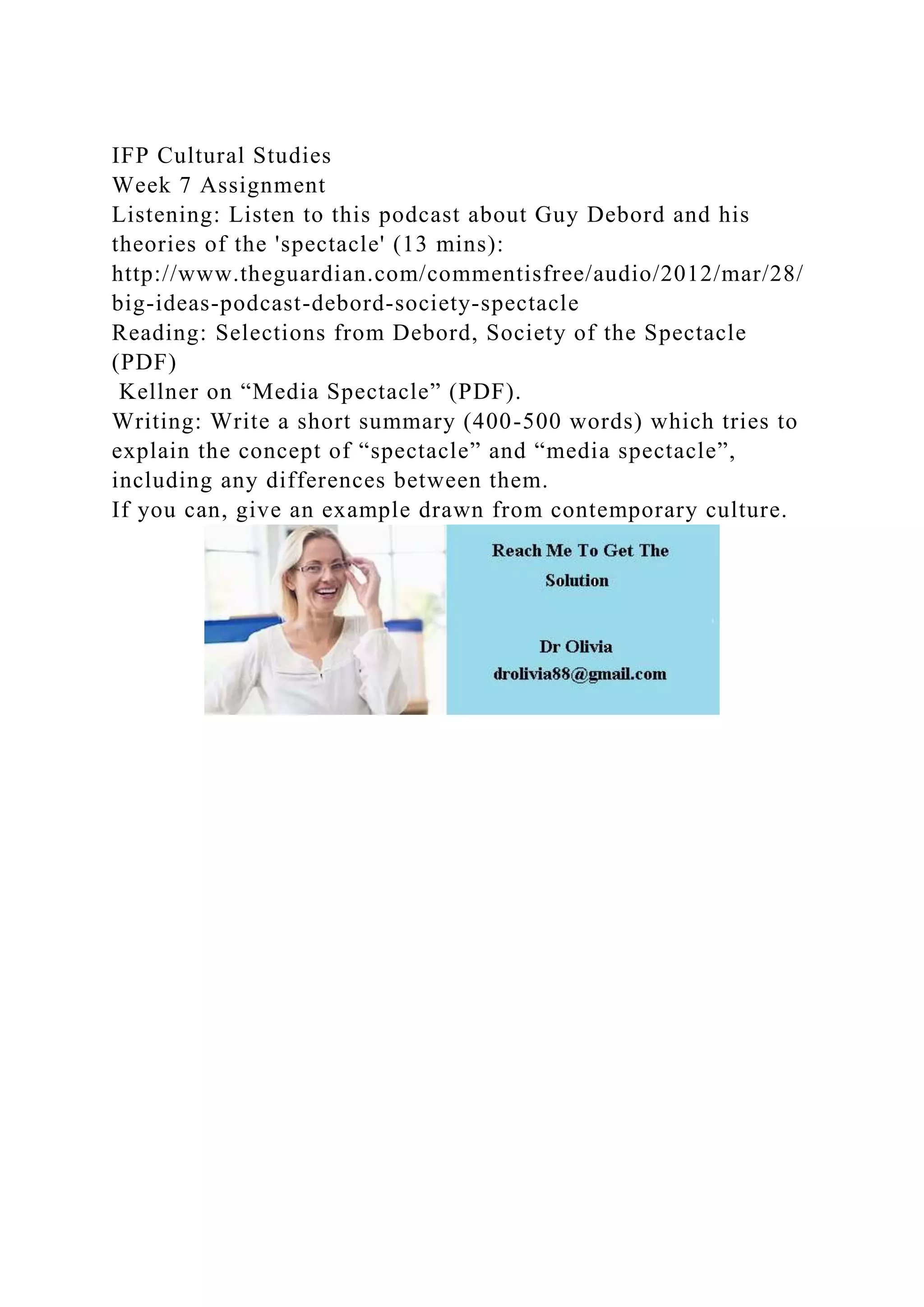 IFP Cultural StudiesWeek 7 AssignmentListening Listen to this p.docx