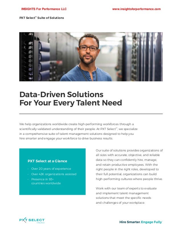 PXT Select Suite of Assessment Solutions | PDF