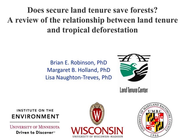 Does secure land tenure save forests? | PPT