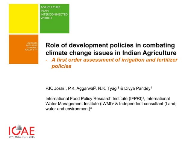 IFPRI SAO Climate change issues in South Asia, Divya Pandey, IFPRI | PPT