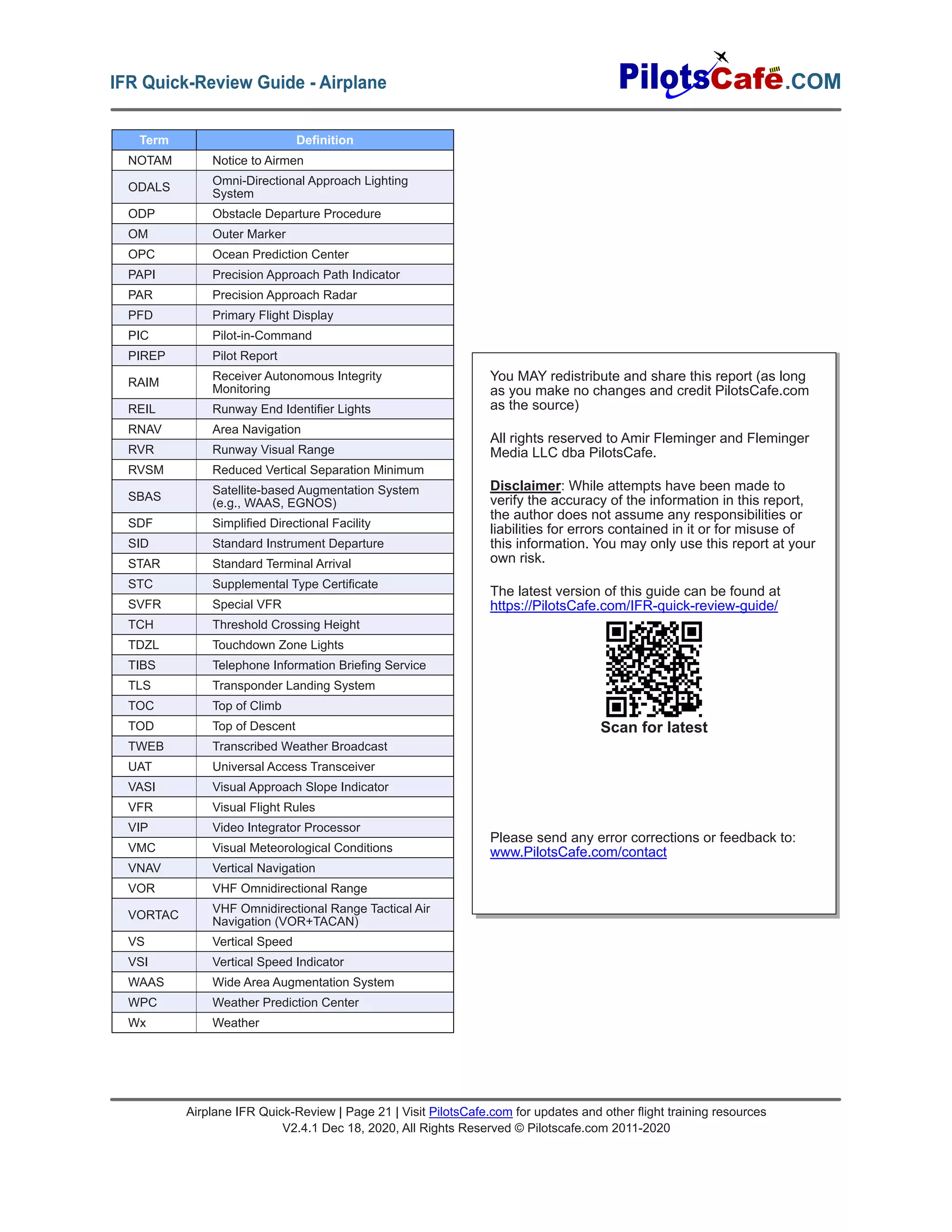 Ifr quick reviewsheets pilot cafe | PDF