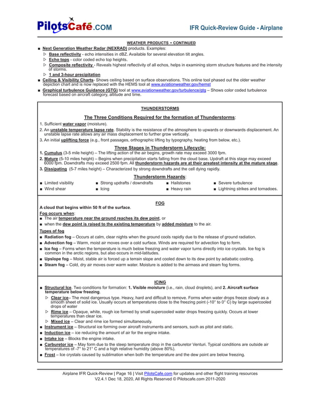 Ifr quick reviewsheets pilot cafe | PDF