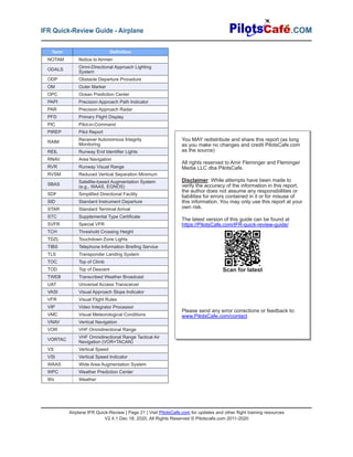 Ifr quick reviewsheets pilot cafe | PDF