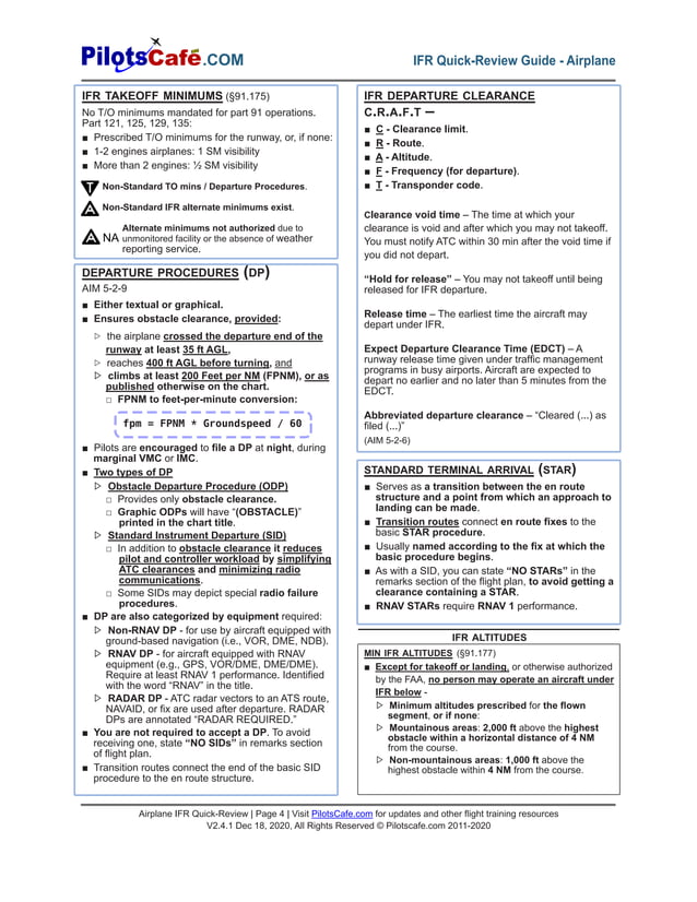 Ifr quick reviewsheets pilot cafe | PDF
