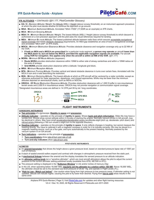 Ifr quick reviewsheets pilot cafe | PDF