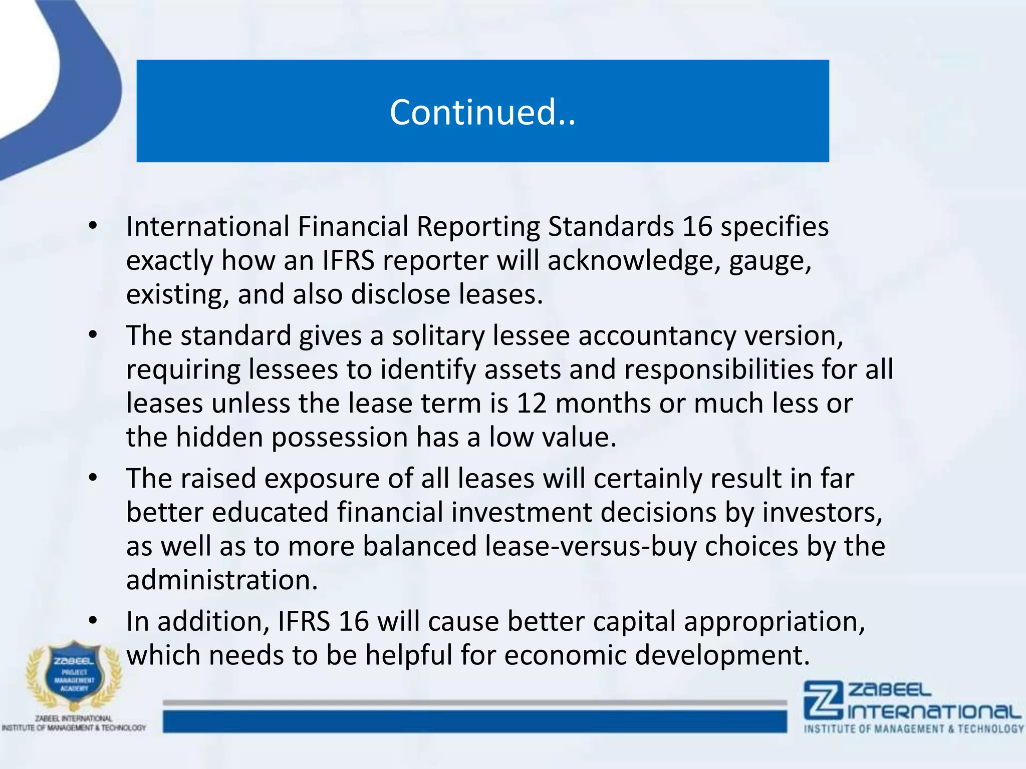 IFRS 16 – What does (Financial Reporting Standards) IFRS 16 do? | PPTX