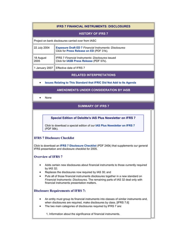 Ifrs 7 financial instruments | DOC | Hedge Funds | Personal Investing