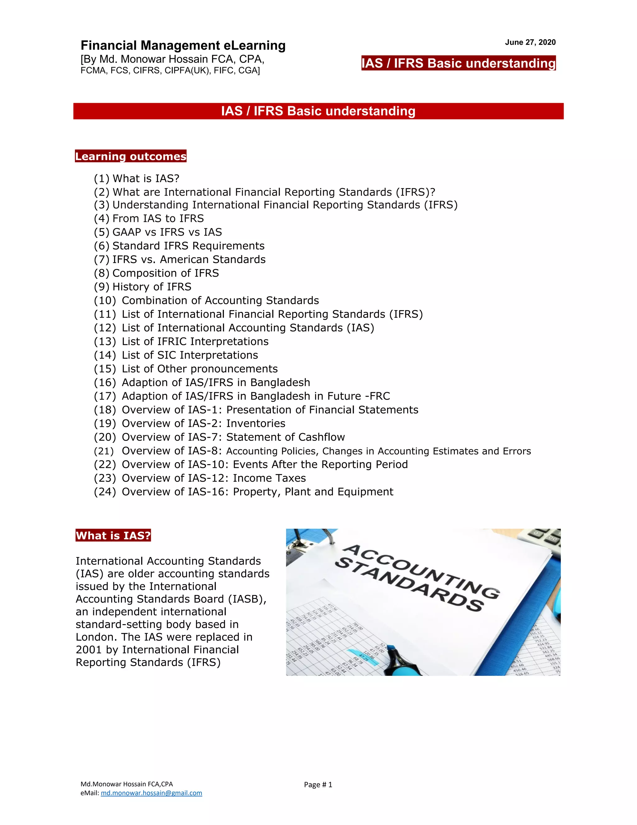 IFRS Fundamentals_Part-1_by Md.Monowar Hossain FCA,CPA,FCMA,FCS,CPFA | PDF
