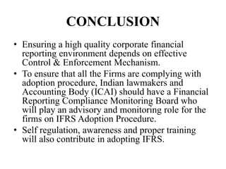 International financial reporting standards and India's Response | PPTX
