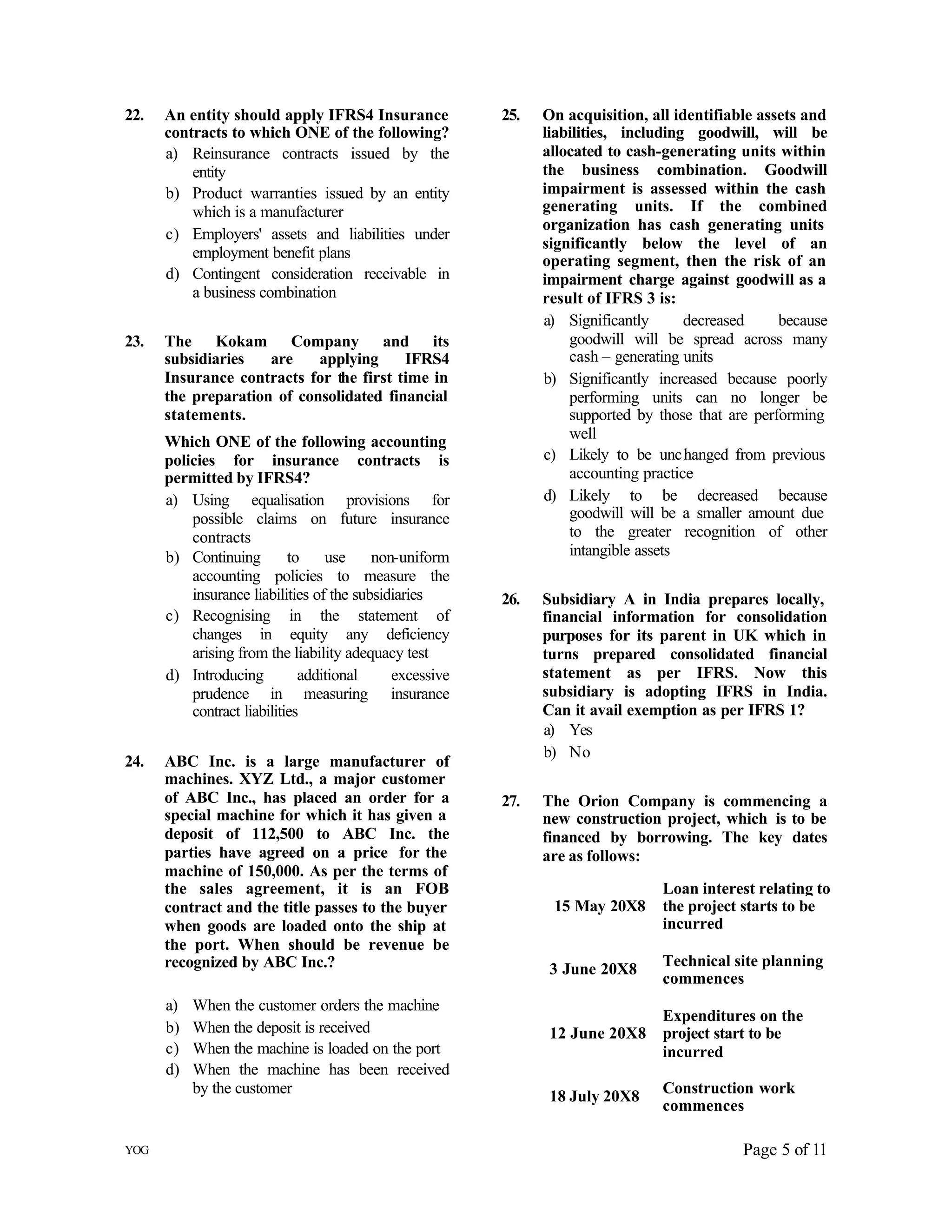 Ifrs question paper | PDF