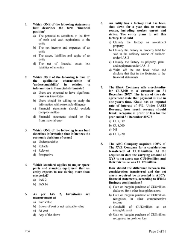 Ifrs question paper | PDF