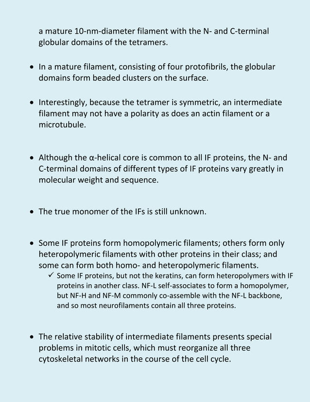 intermediate filaments | PDF | Biological Sciences | Science