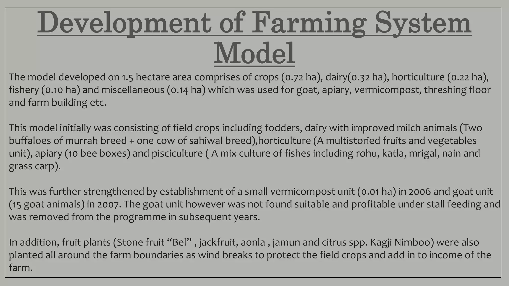 FARM PLAN MODELS Of INTEGRATED FARMING SYSTEM For Small and Marginal ...