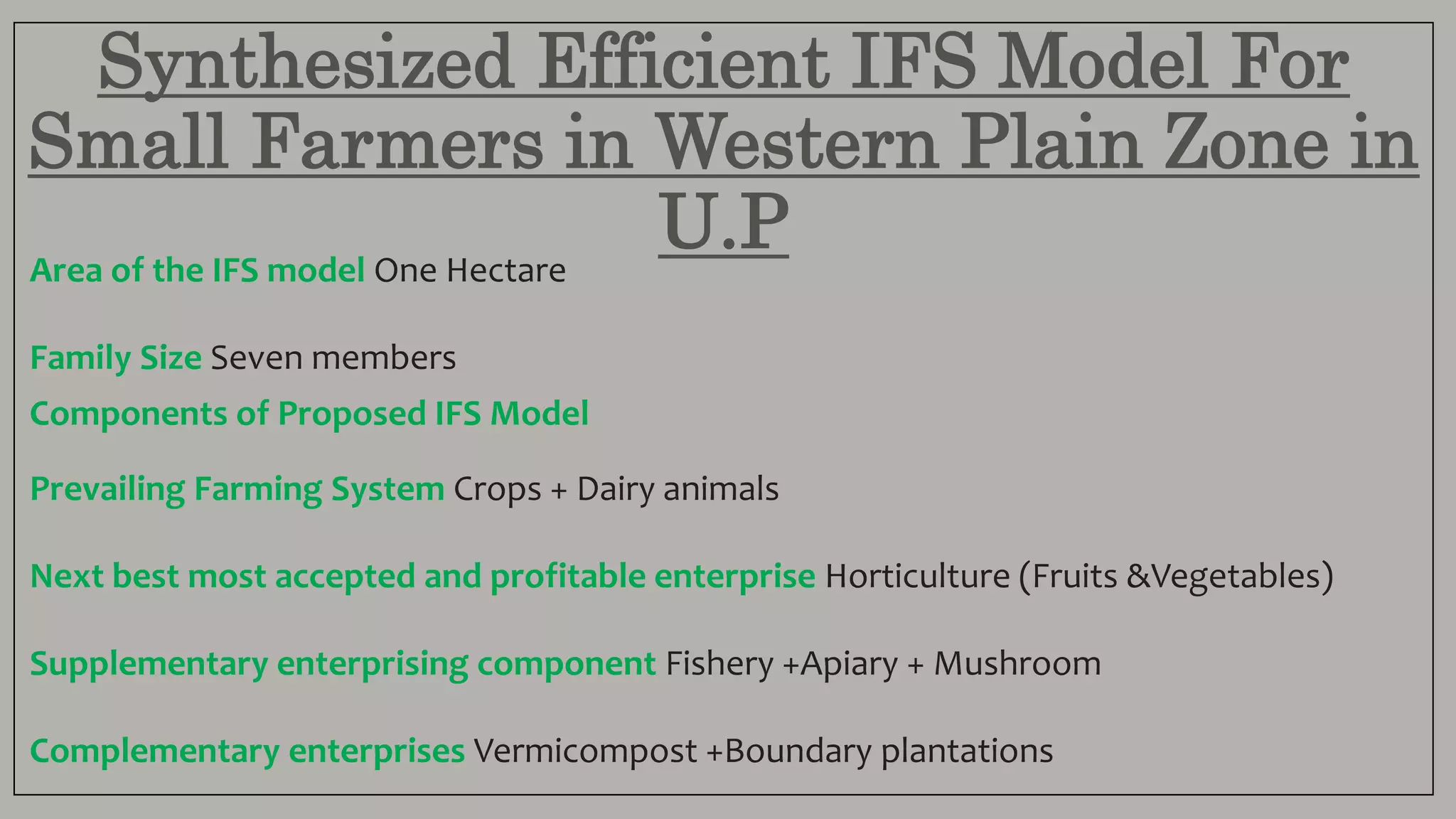 FARM PLAN MODELS Of INTEGRATED FARMING SYSTEM For Small and Marginal ...