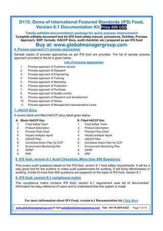 IFS Food version 6.1 Documents with Manual, Policy & Procedures | PDF