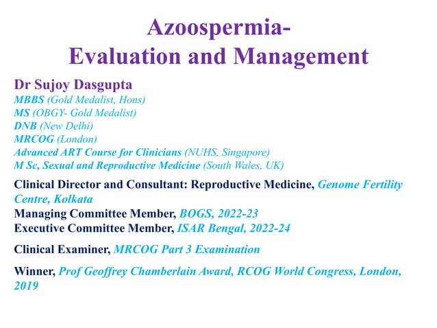 Azoospermia- Evaluation and Management | PPTX