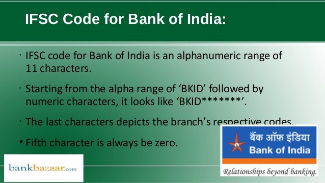 IndusInd Bank and Bank of India IFSC code