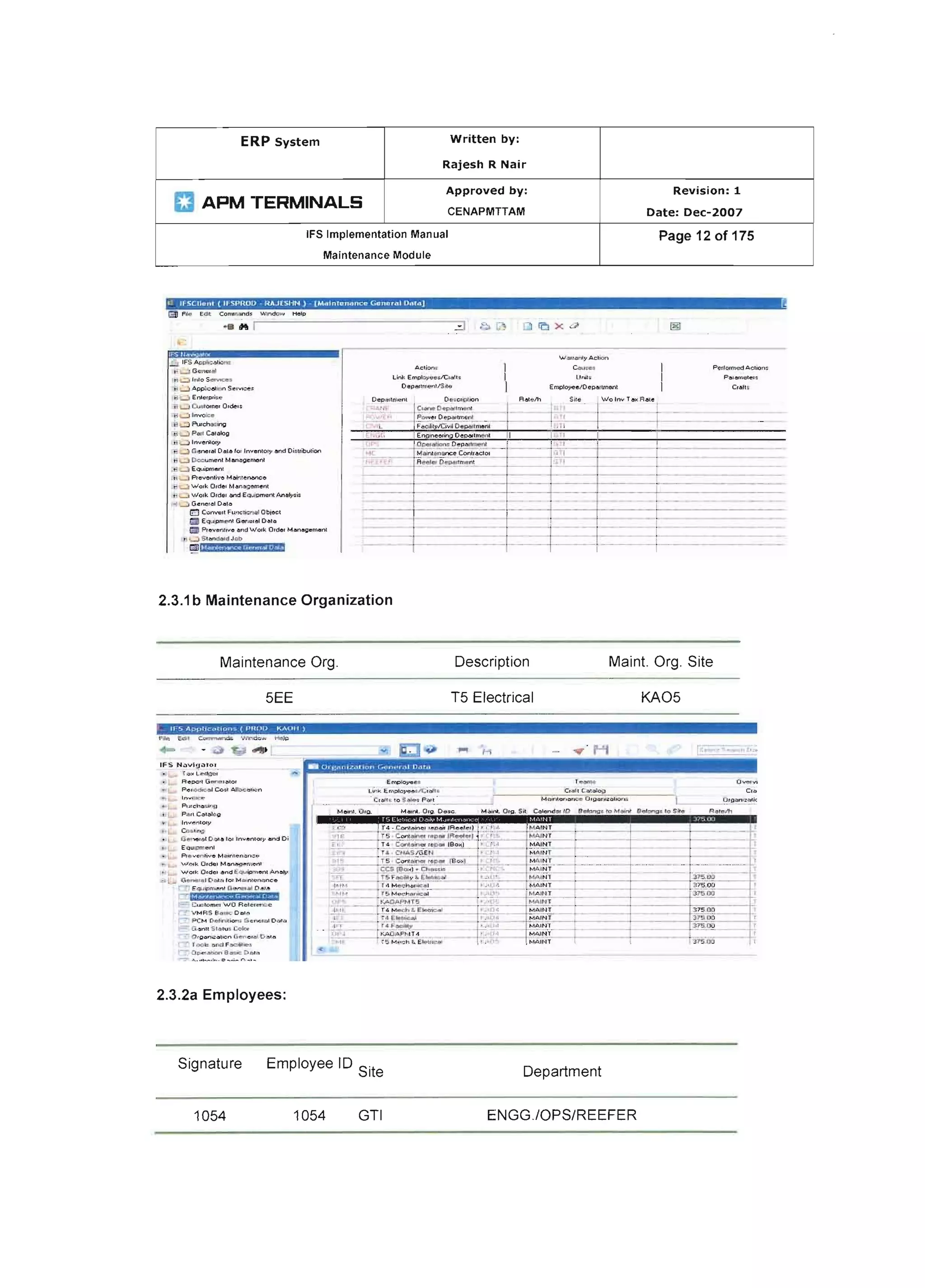 IFS ERP, Maintenance module, Implemention manual - Rajesh R.Nair | PDF