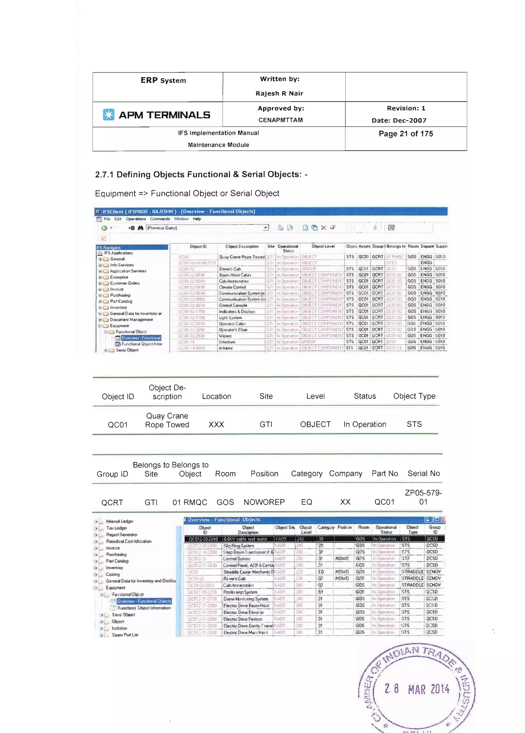 IFS ERP, Maintenance module, Implemention manual - Rajesh R.Nair | PDF