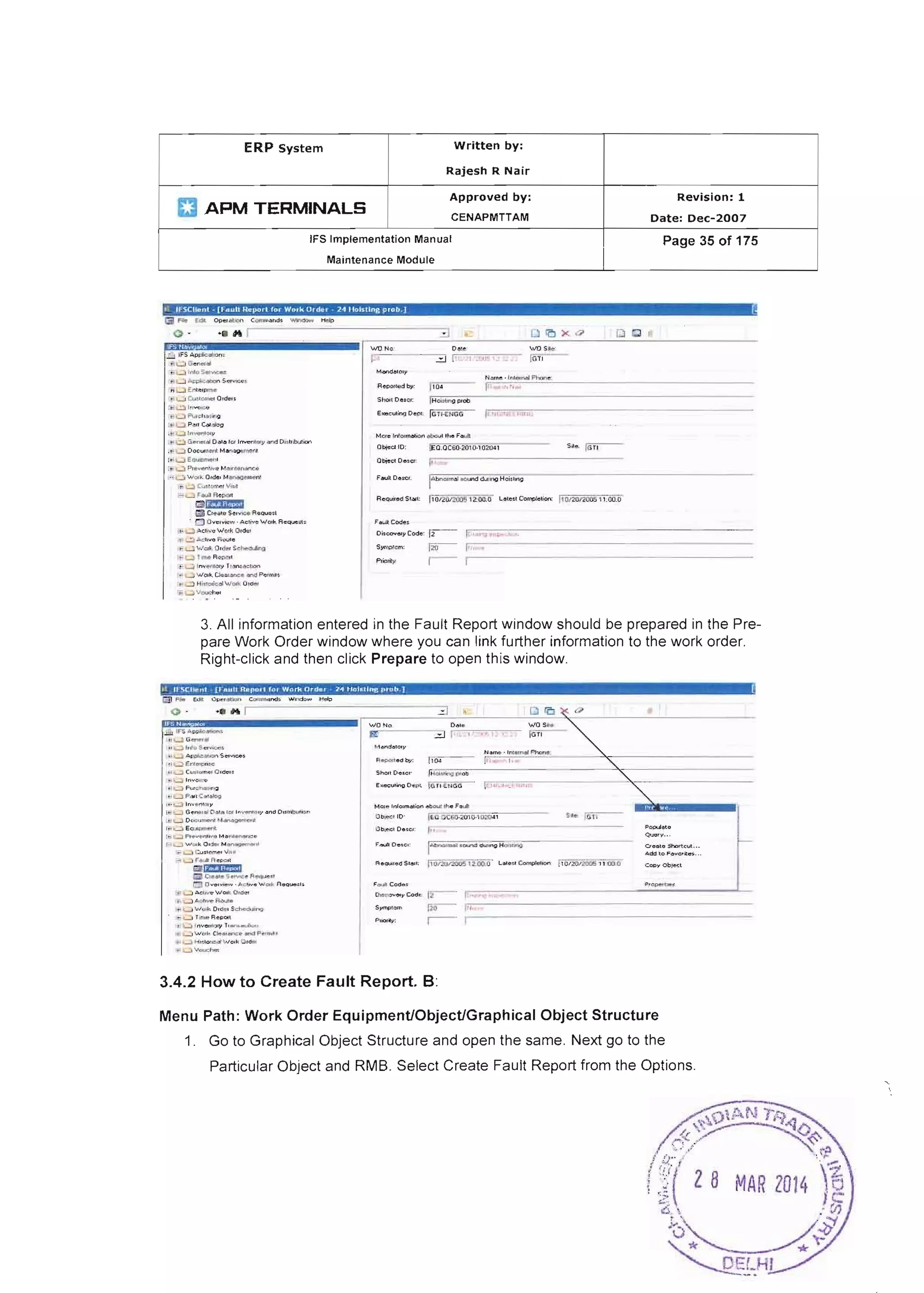 IFS ERP, Maintenance module, Implemention manual - Rajesh R.Nair | PDF