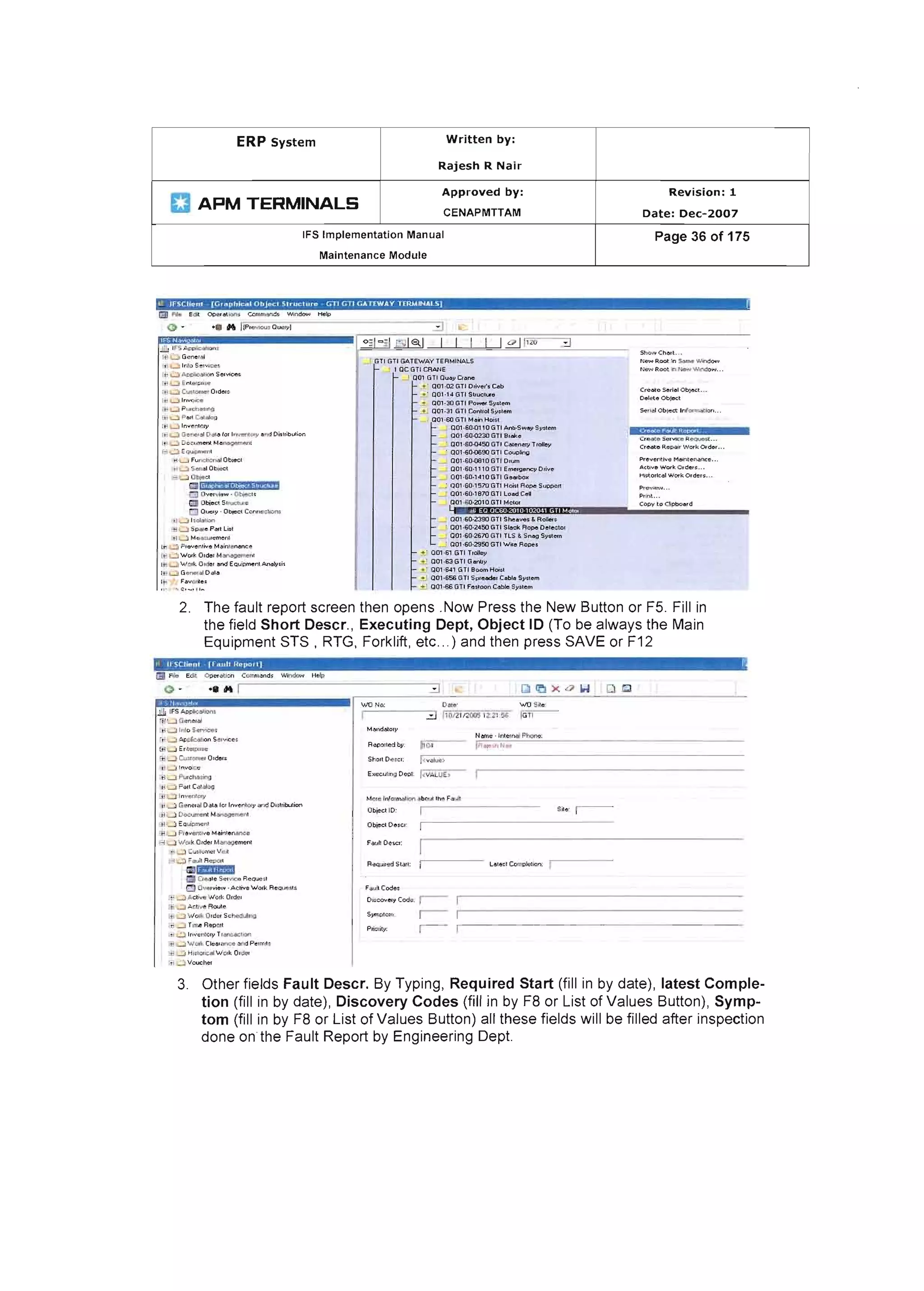 IFS ERP, Maintenance module, Implemention manual - Rajesh R.Nair | PDF