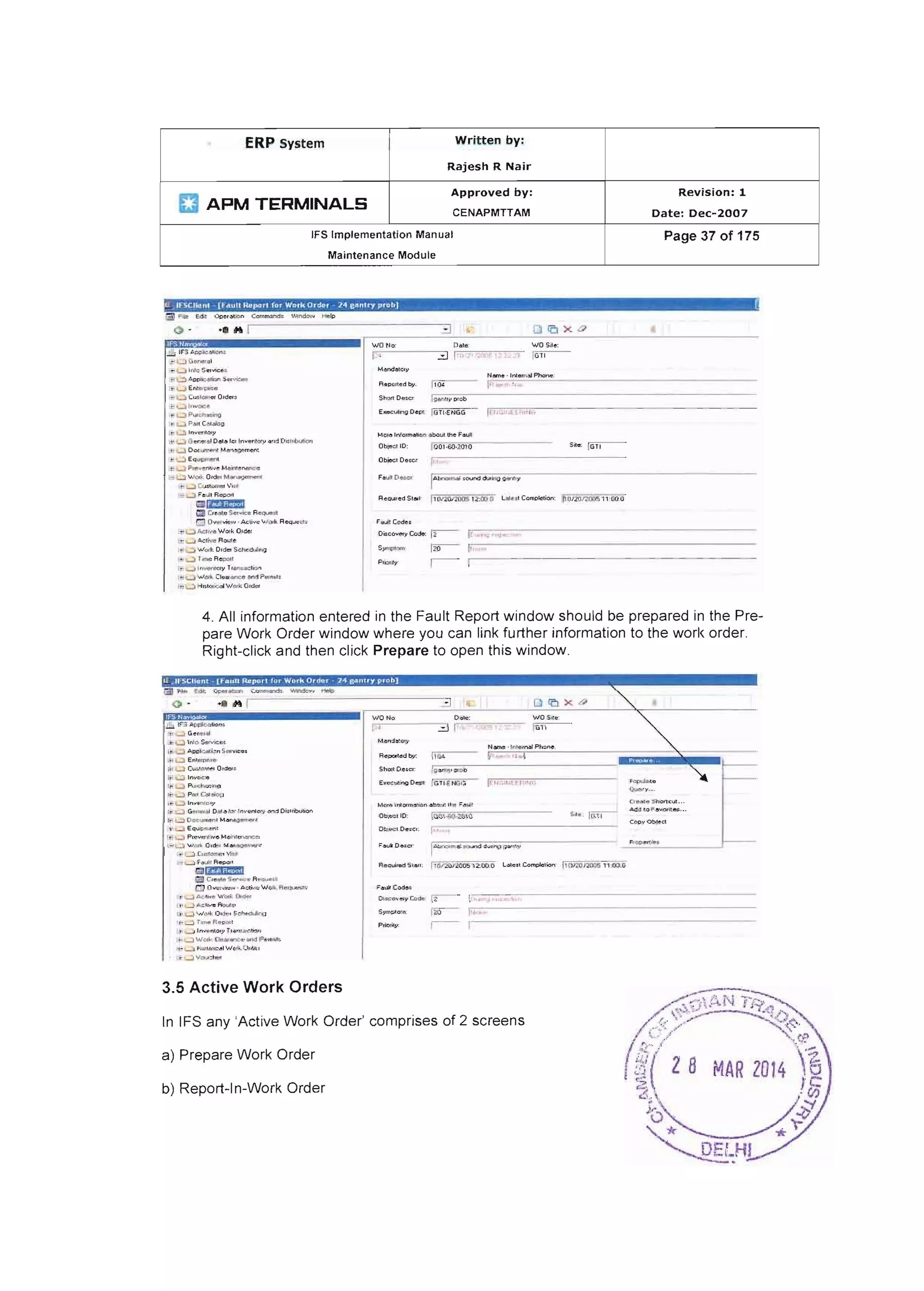 IFS ERP, Maintenance module, Implemention manual - Rajesh R.Nair | PDF