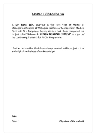 INDIAN FINANCIAL SYSTEM - REFORMS | DOCX