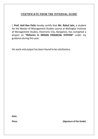 INDIAN FINANCIAL SYSTEM - REFORMS | DOCX