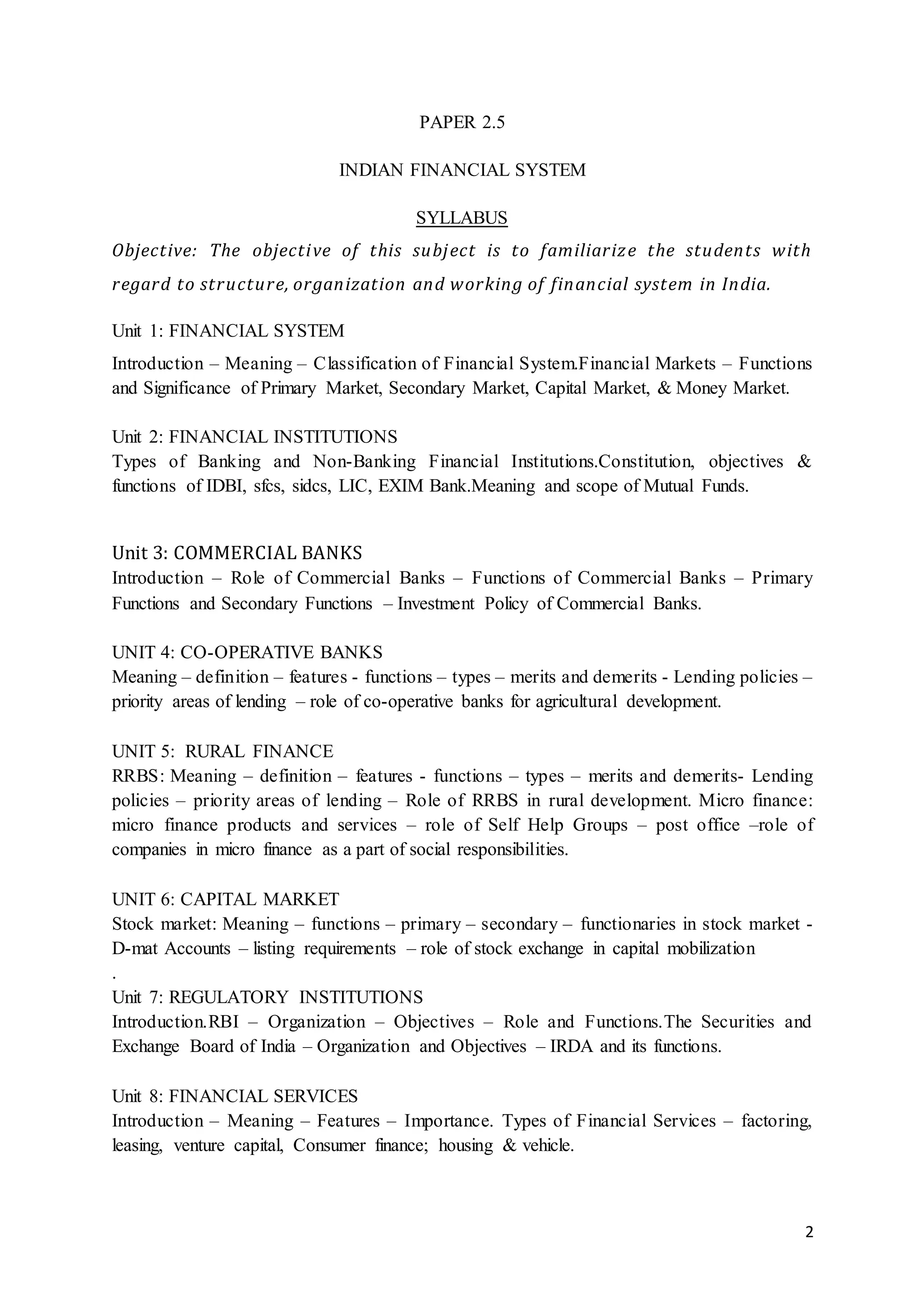 Indian Financial System (IFS) | DOCX