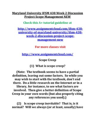 IFSM 438 Entire Course NEW | DOCX