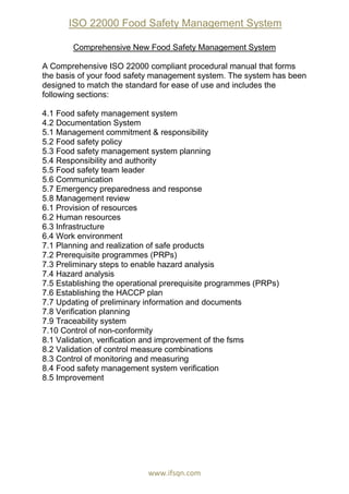 i.s.o 22000 food safety management system product information . | PDF