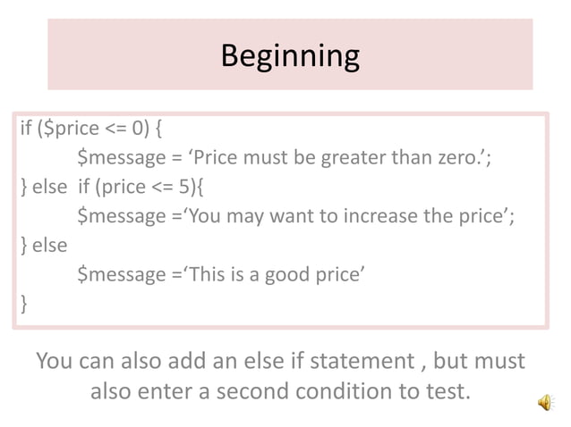 If Statements for PHP | PPT