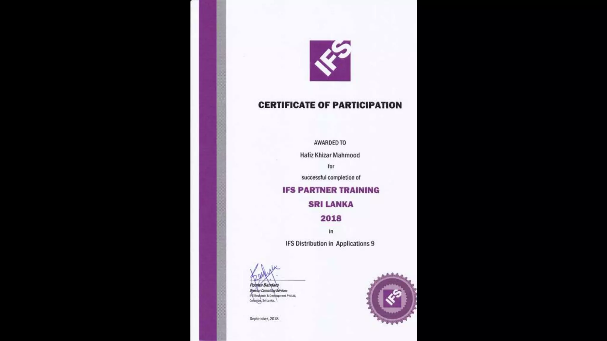 IFS Partner Training Certificates | PPT