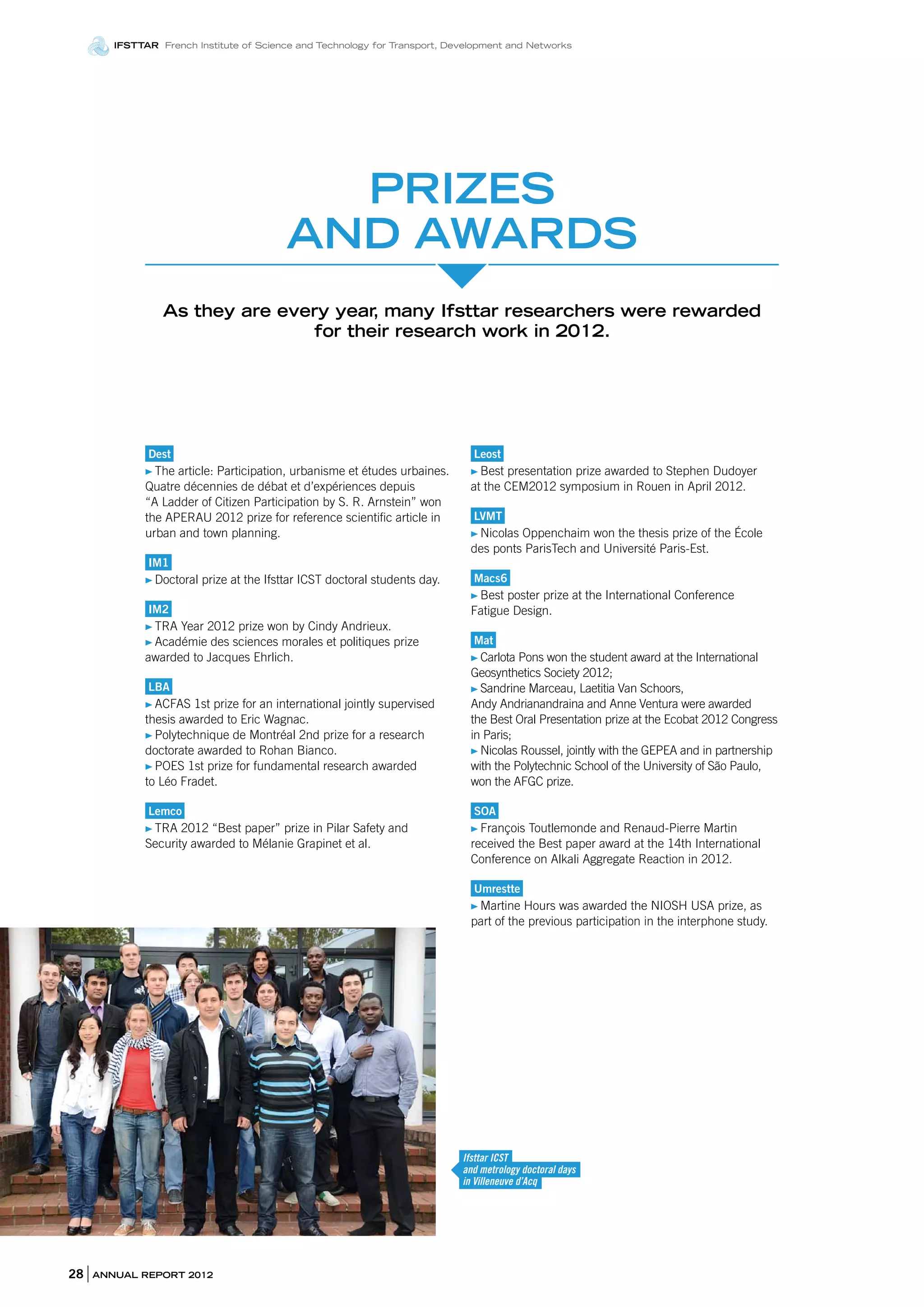 Ifsttar annual report 2012 | PDF