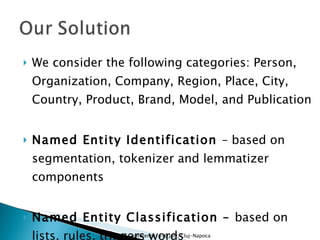 Named Entity Recognition for Romanian | PPT | Databases | Computer Software and Applications
