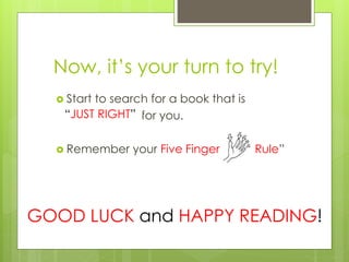 How to Find a JUST RIGHT Book | PPT