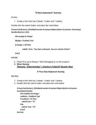 If then statement activity | DOCX