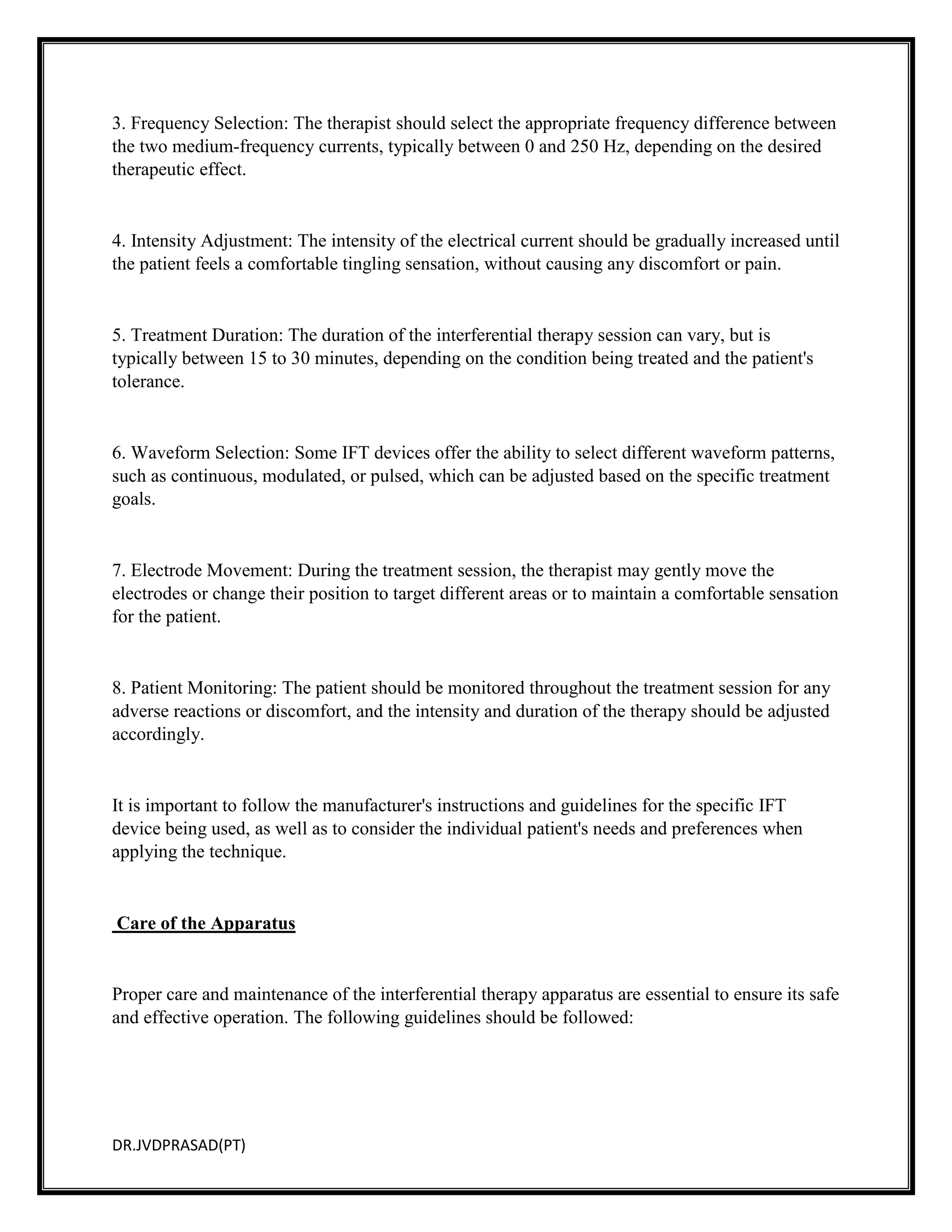 IFT -INTERFERENTIAL THERAPTY- MEDIUM FREQUENCY CURRENTS | DOCX