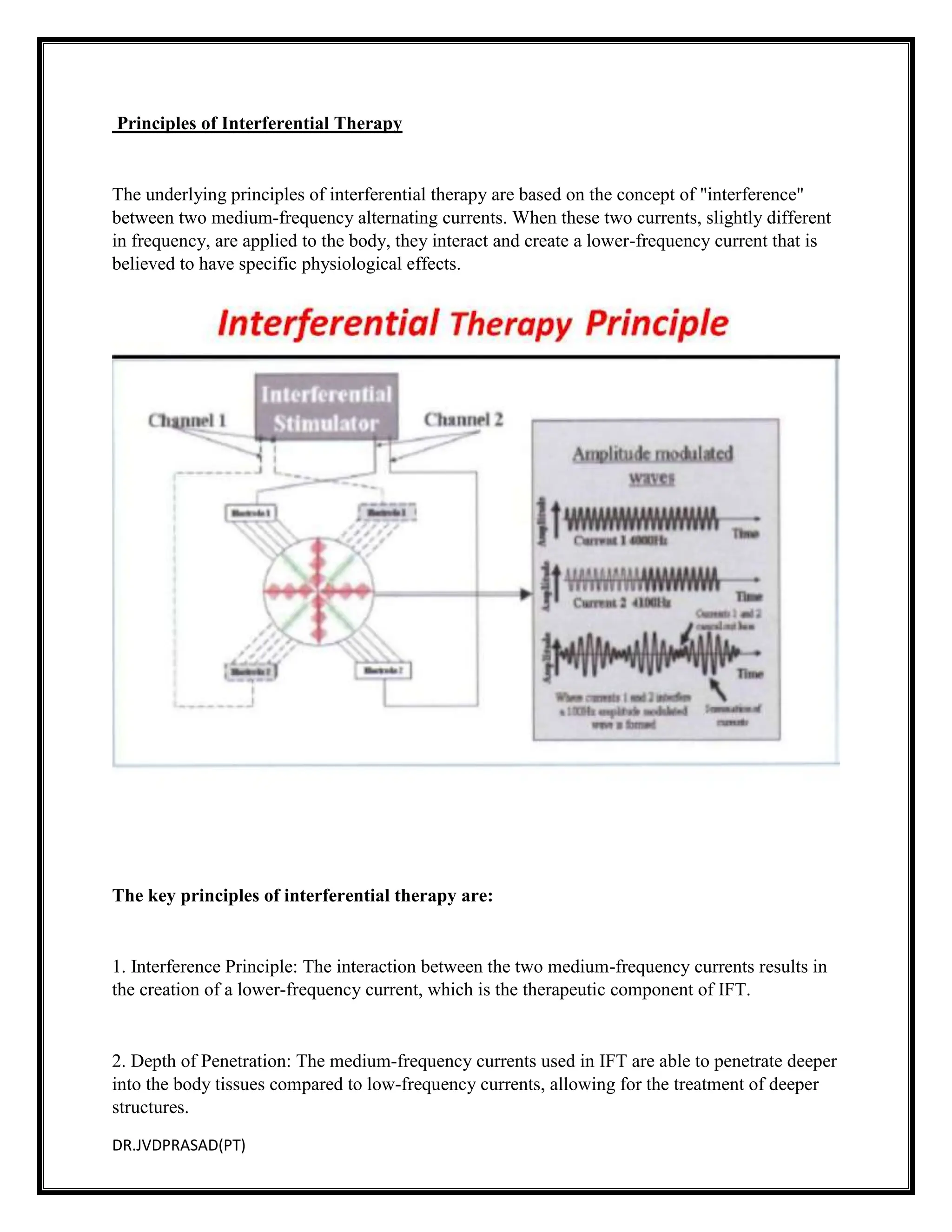 IFT -INTERFERENTIAL THERAPTY- MEDIUM FREQUENCY CURRENTS | DOCX
