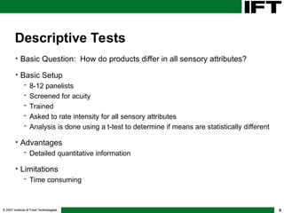 Sensory Science 101 Part II: Sensory Evaluation Methods | PPT