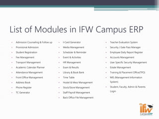 Ifw Campus Erp Erp Solution For Universities And Colleges Pptx